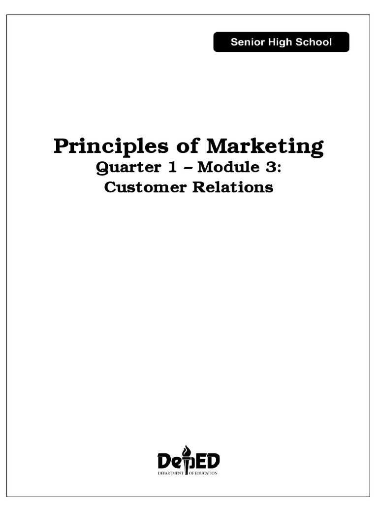 Principles Of Marketing Quarter 1 Module 3 Customer Relations