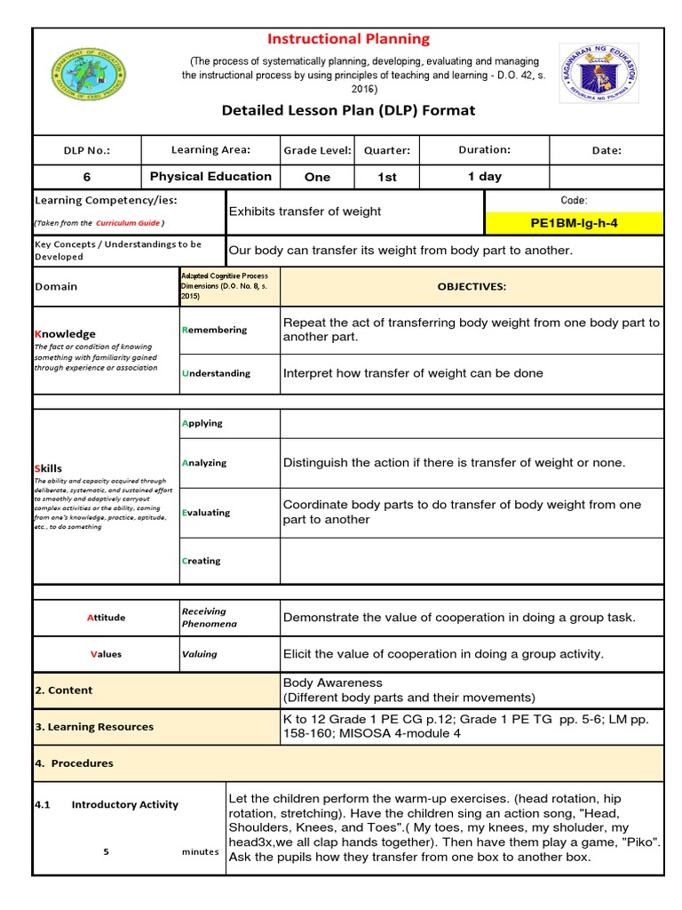 Detailed Lesson Plan (DLP) Format: Instructional Planning | PDF | Learning | Knowledge
