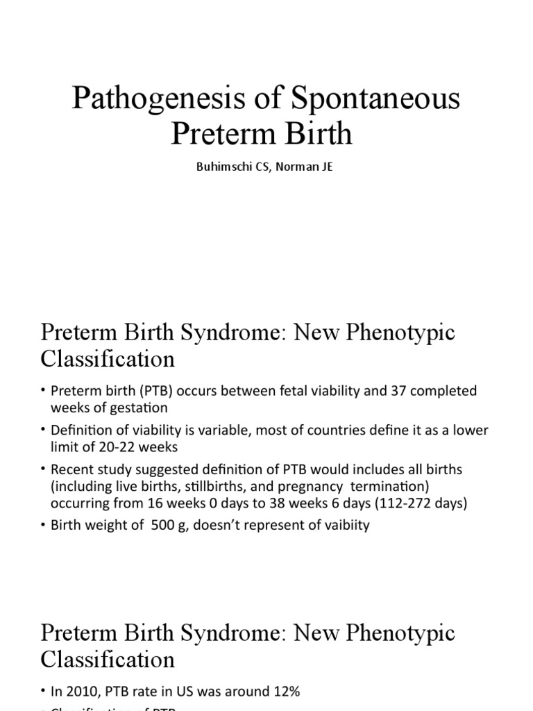 Pathogenesis of Spontaneous Preterm Birth | PDF | Preterm Birth ...