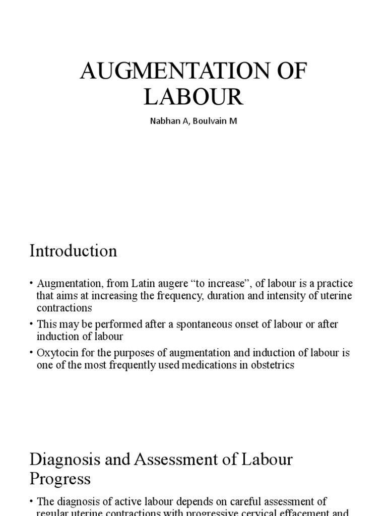 Augmentation of Labour: Nabhan A, Boulvain M | PDF | Childbirth ...