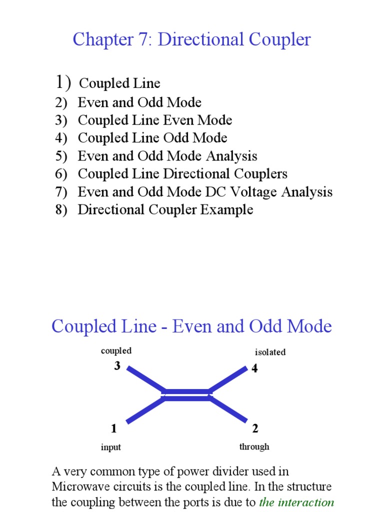 Coupled Line - Even and Odd Mode | PDF | Electrical Network ...