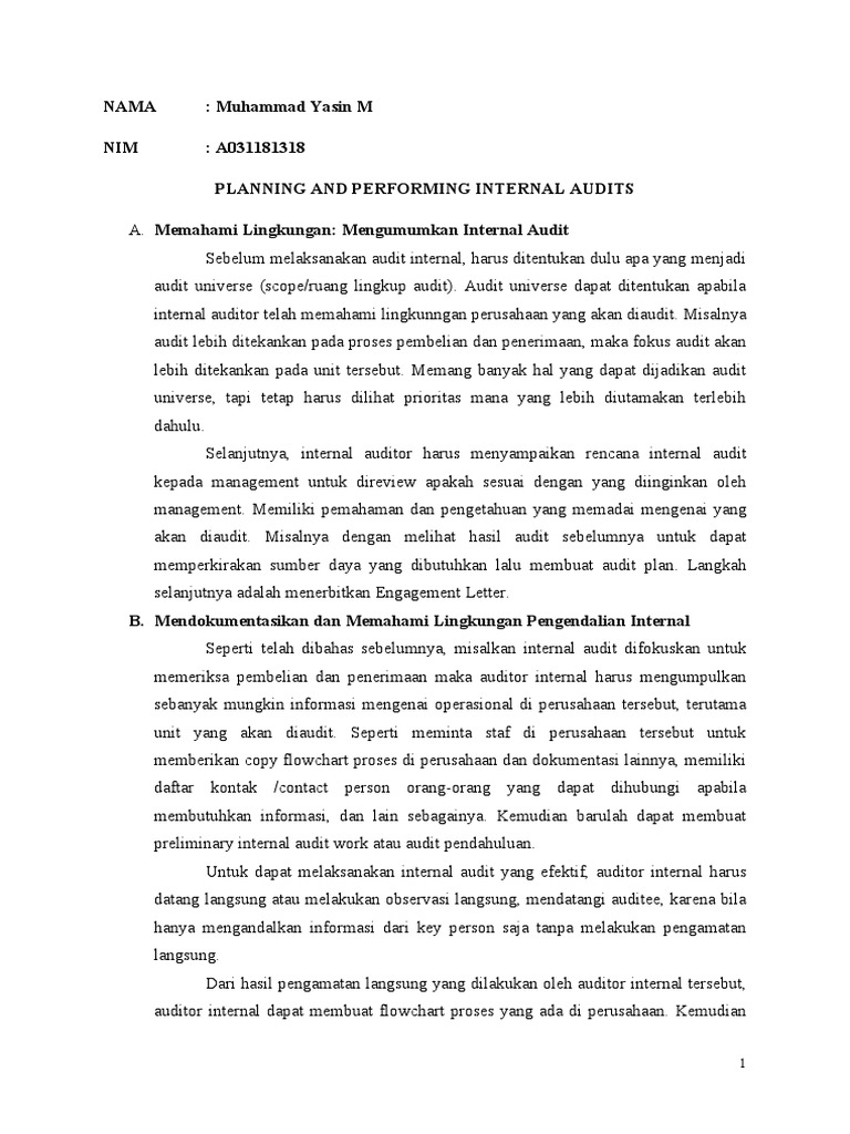 RMK Chapter 15 Planning and Performing Internal Audits | PDF