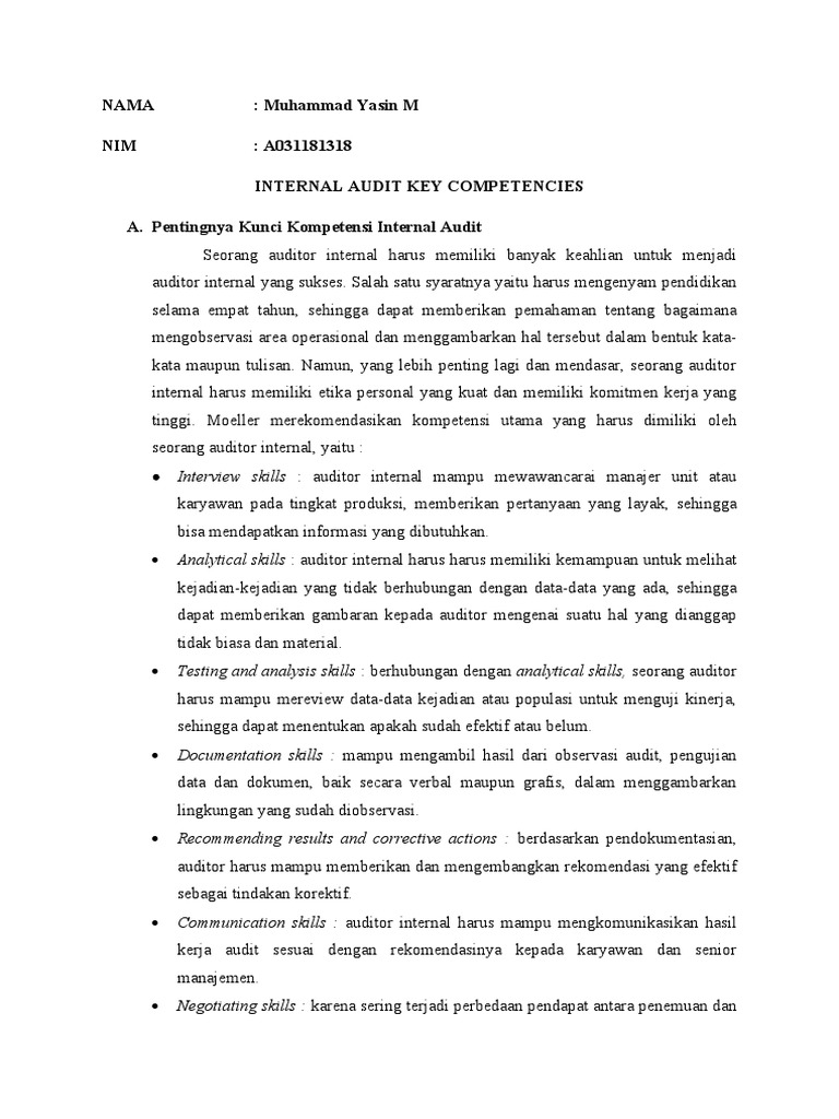 RMK Chapter 13 Internal Audit Key Competencies | PDF