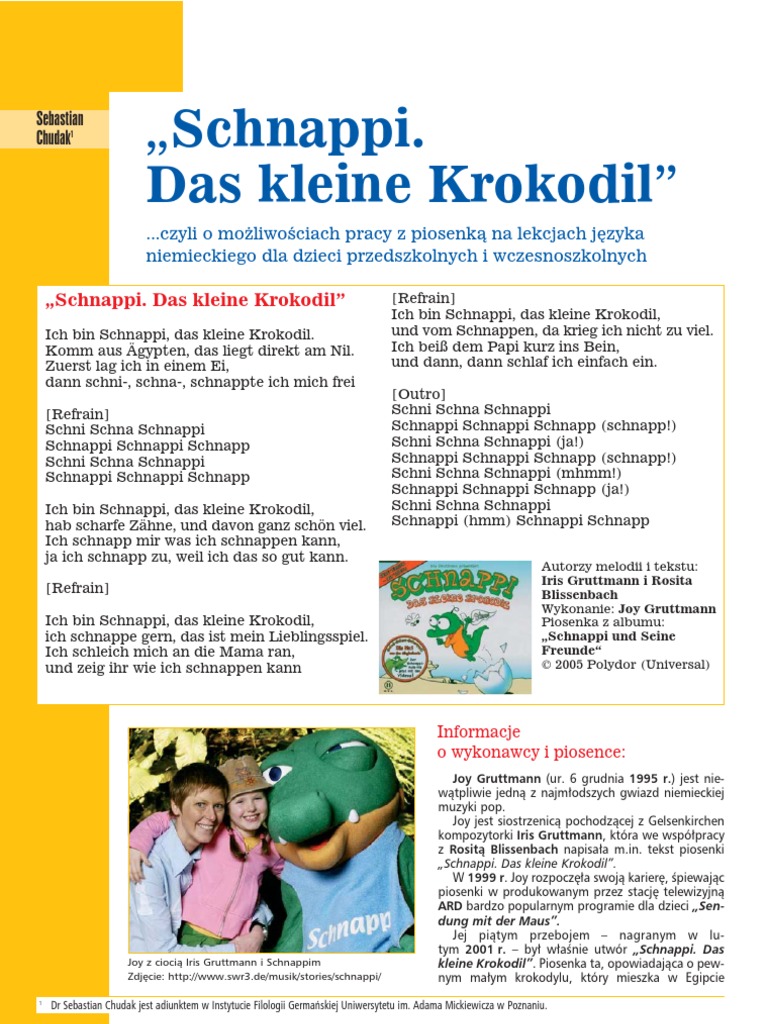 Artykuł - Schnappi. Das Kleine Krokodil... (Numer 12007) | PDF