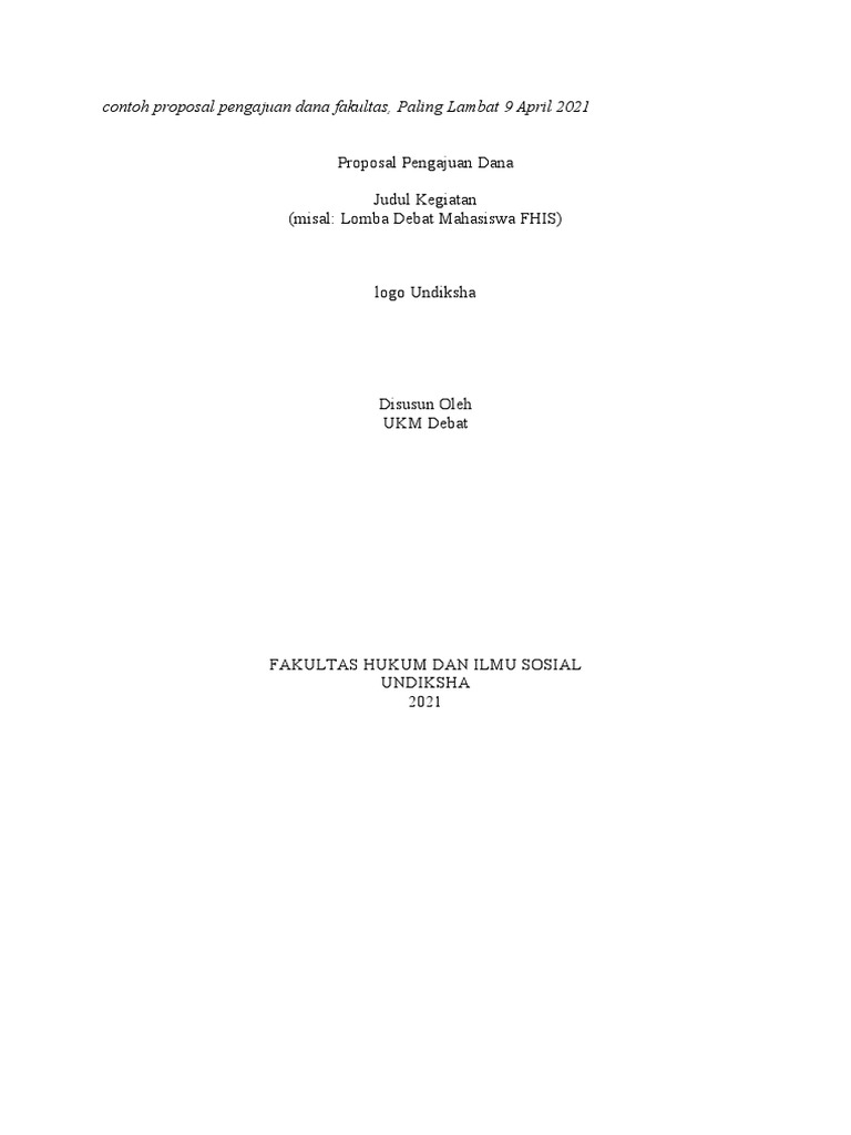 Contoh Format Proposal Pengajuan Dana Ukm Fakultas | PDF