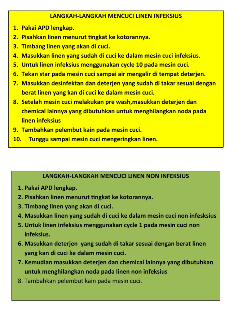 LANGKAH Langkah Mencuci Linen | PDF