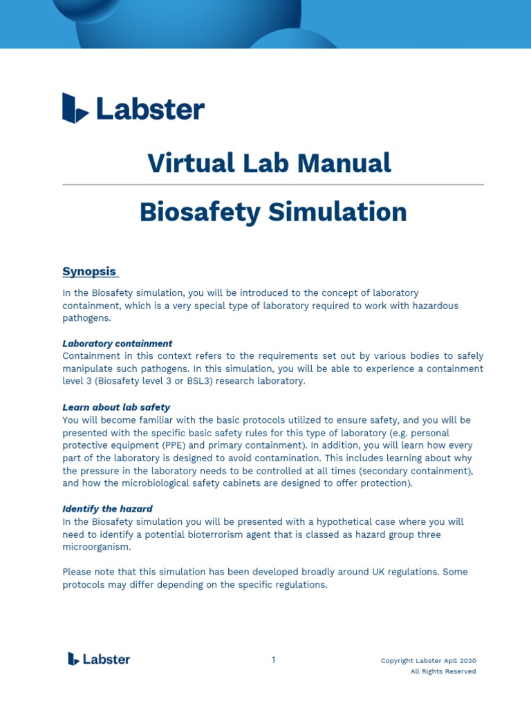 BSY Biosafety Simulation Lab Manual | PDF | Anthrax | Bacillus