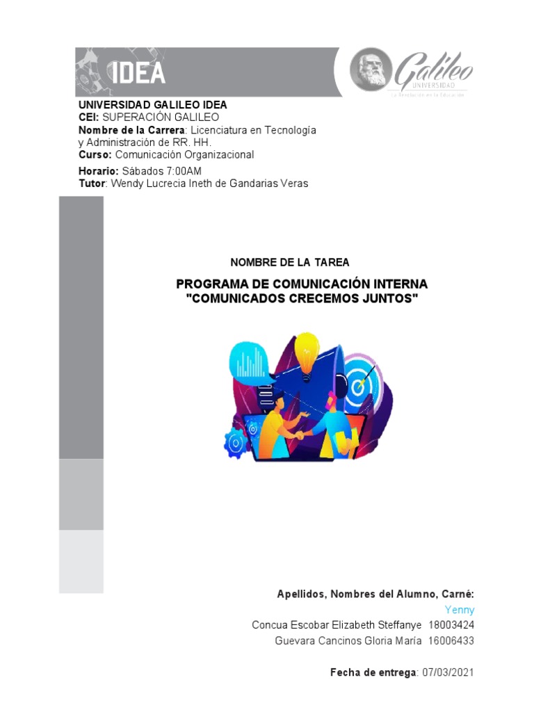 PROGRAMA DE COMUNICACIÓN ORGANIZACIONAL Vfinal | PDF | Liderazgo ...