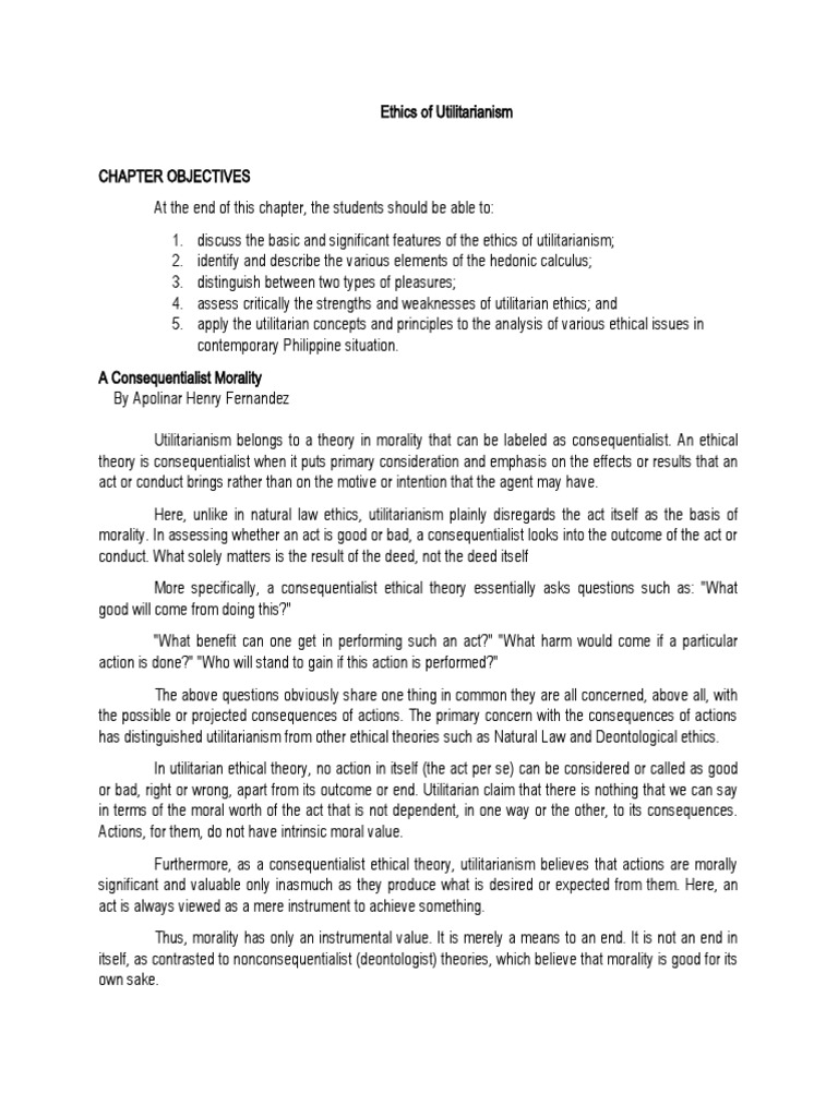 Understanding Utilitarian Ethics Principles | PDF | Utilitarianism | Hedonism