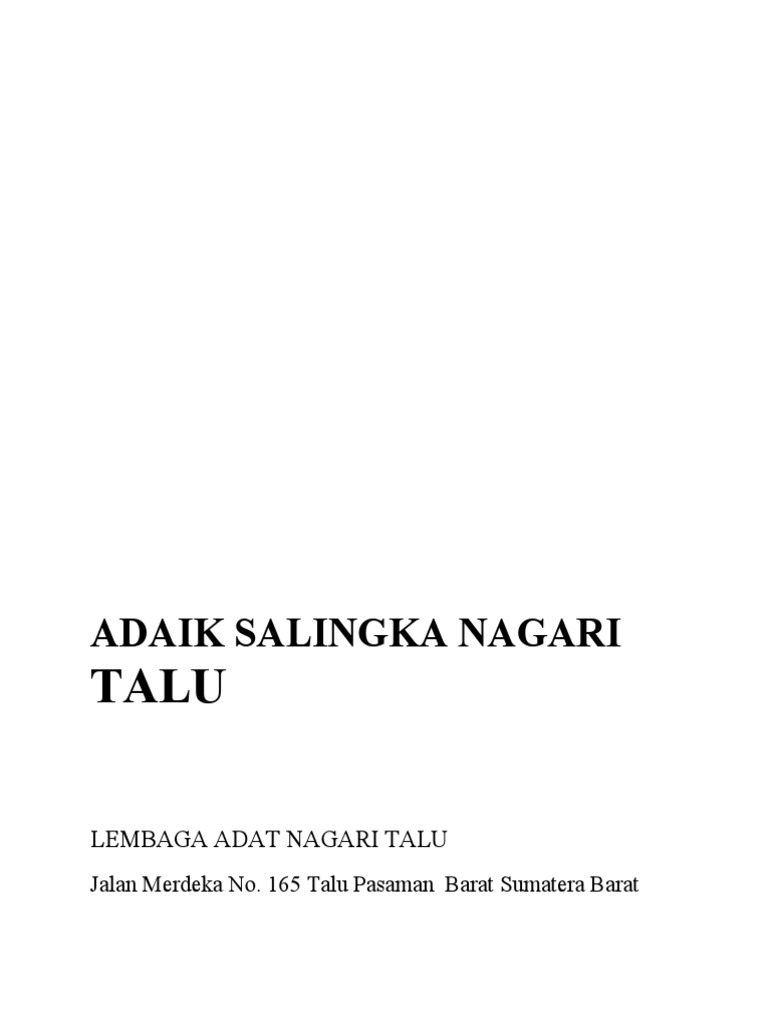 Adaik Salingka Nagari | PDF
