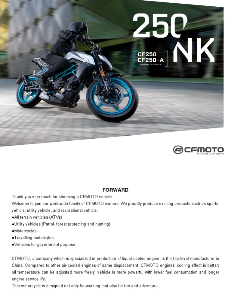 CF250 CF250 A: Owner S Manual | PDF | Clutch | Gasoline