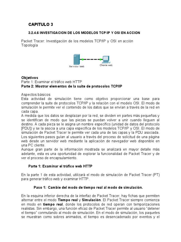 3.2.4.6 Packet Tracer - Investigating The TCP-IP and OSI Models in Action | Descargar gratis PDF ...