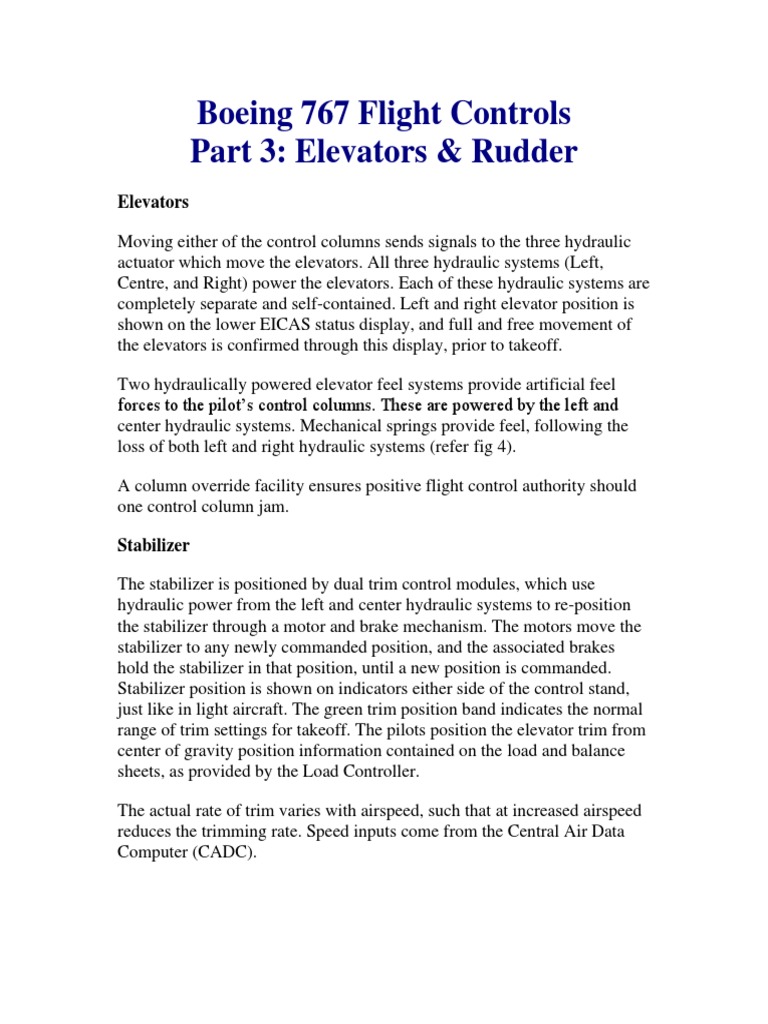Boeing 767 Flight Control Guide | PDF | Aircraft Flight Control System ...