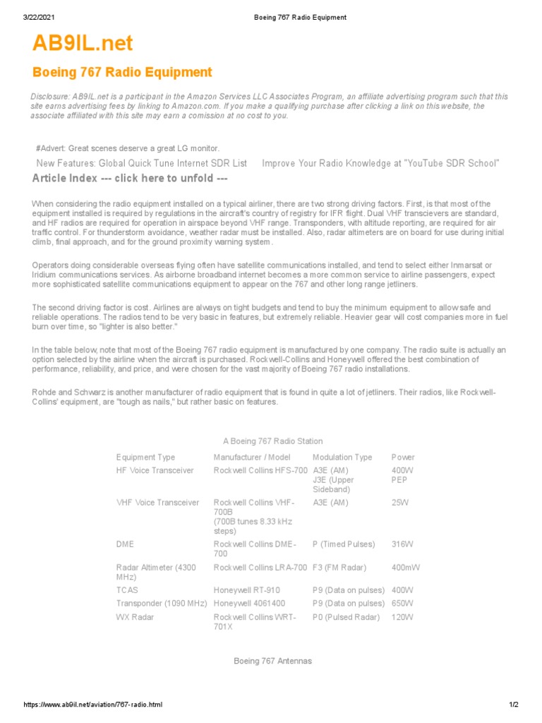 Boeing 767 Radio Equipment | PDF