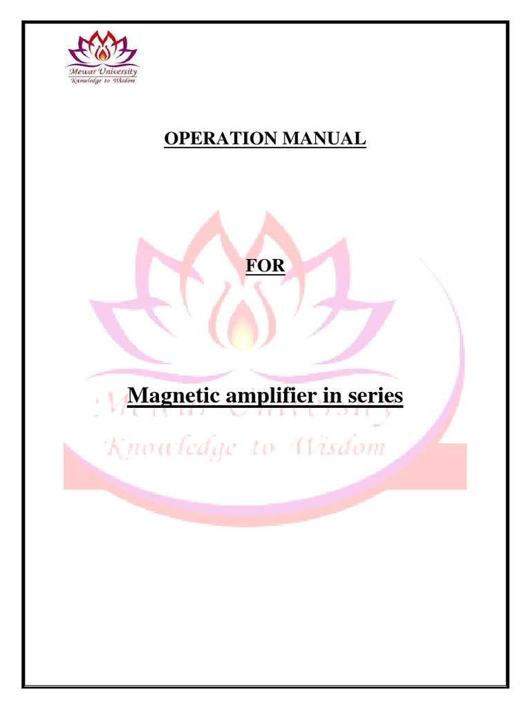 Magnetic Amplifier in Series: Operation Manual | PDF | Inductor | Amplifier