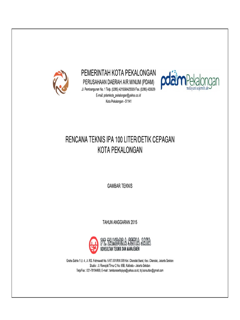 Rencana Teknik IPA Cepagan PDAM Pekalongan | PDF
