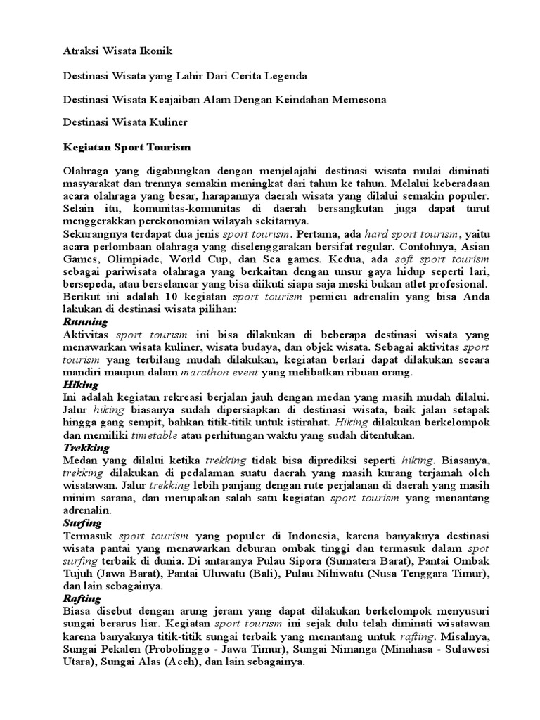 10 Contoh Atraksi Sport Tourism | PDF | Perjalanan | Kesehatan Holistik