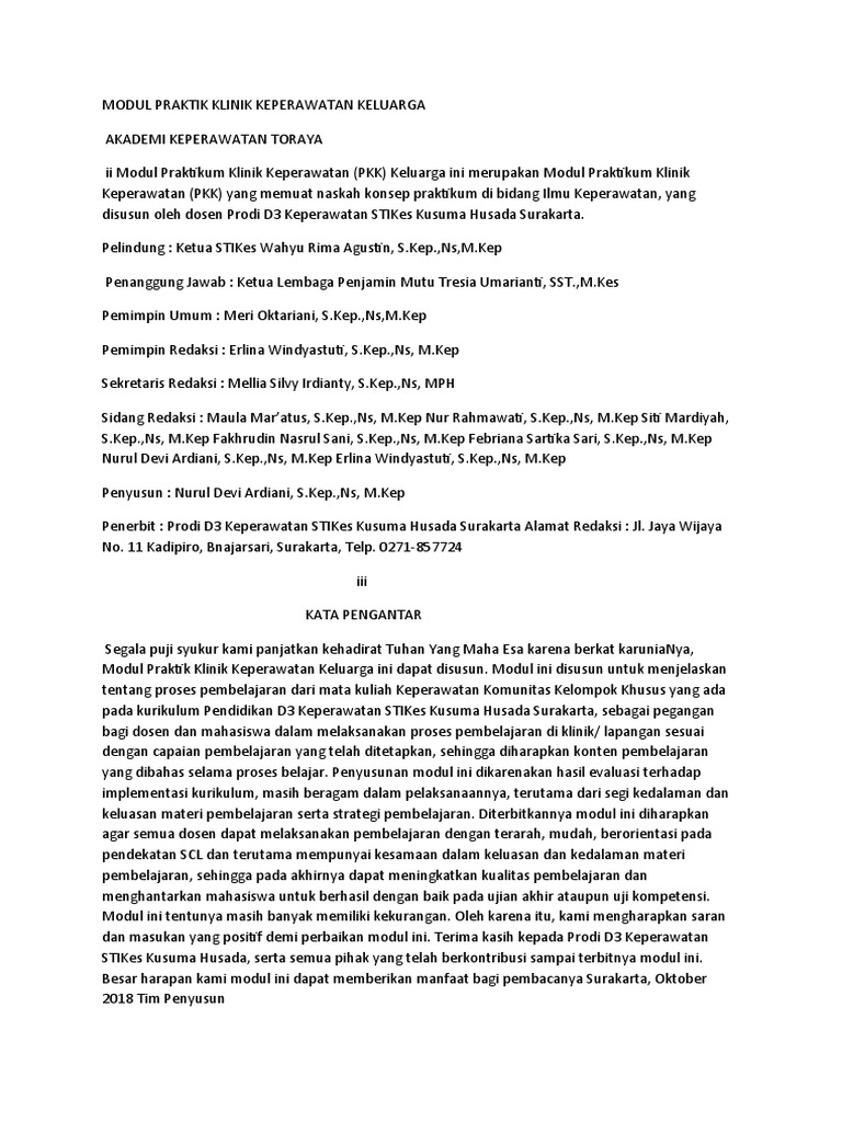 Modul Praktik Klinik Keperawatan Keluarga | PDF | Karier & Perkembangan | Kesehatan Holistik