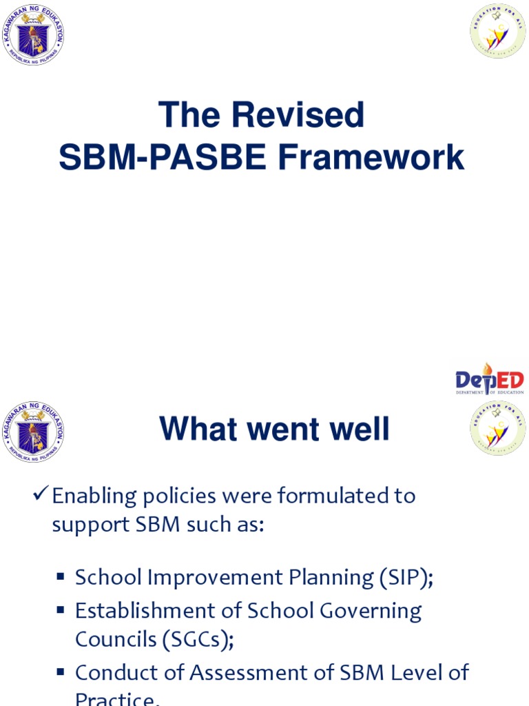 Revised SBM Pasbe Framework | PDF | Governance | System