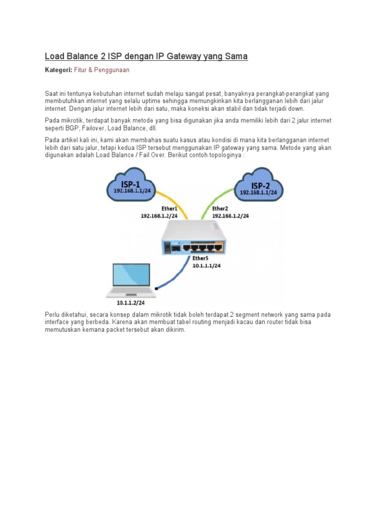 Load Balance ISP dengan IP Sama | PDF | Bisnis | Komputer