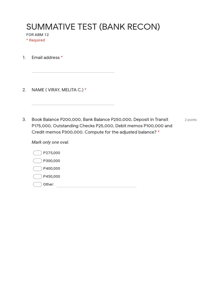 Summative Test - Google Forms | PDF | Deposit Account | Banks