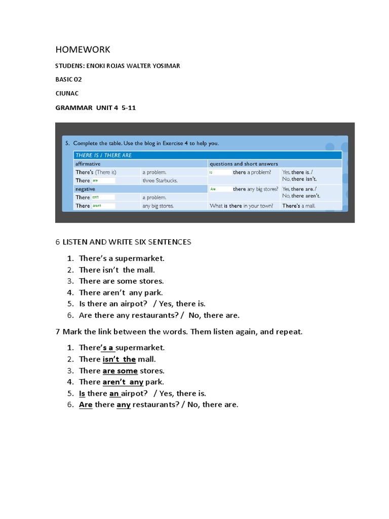 Grammar Basic 02 Unit 4 | PDF