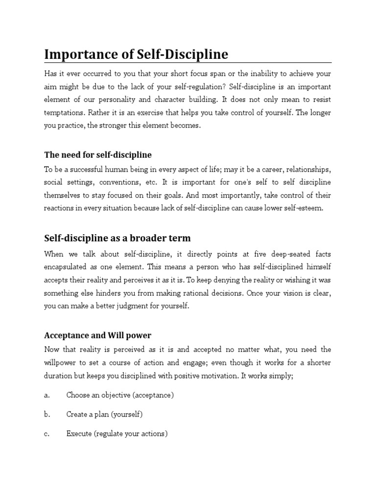 Importance of Self | PDF | Self Control | Self-Management