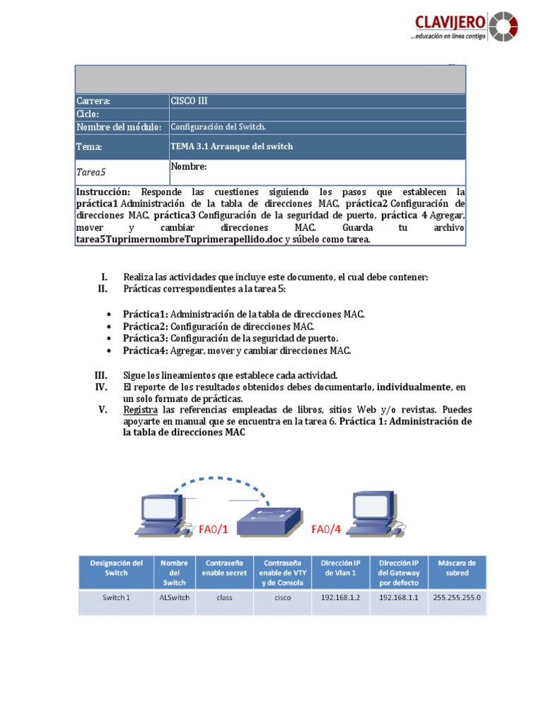 PRacticas de Cisco | PDF | Dirección IP | Conmutador de red