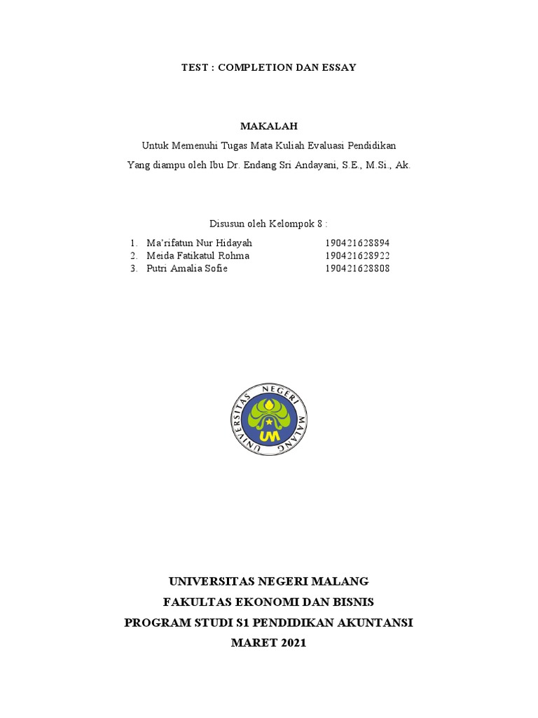 Kelompok 8 - Tes Essay | PDF | Seni & Disiplin Bahasa