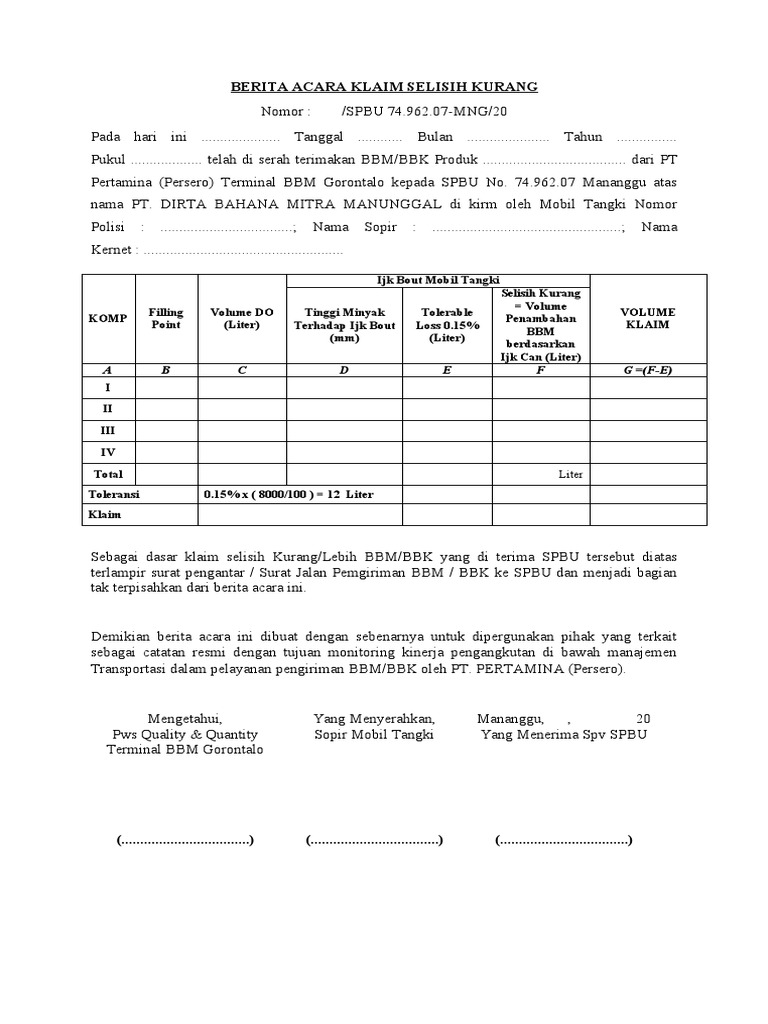 Berita Acara Klaim Lebih | PDF Berita Acara Klaim Lebih | PDF