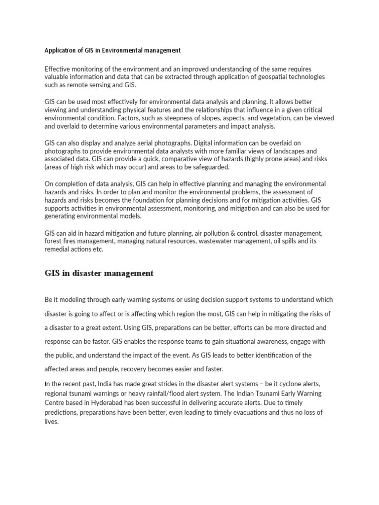 Application of GIS in Environmental Management | PDF | Wildfire ...