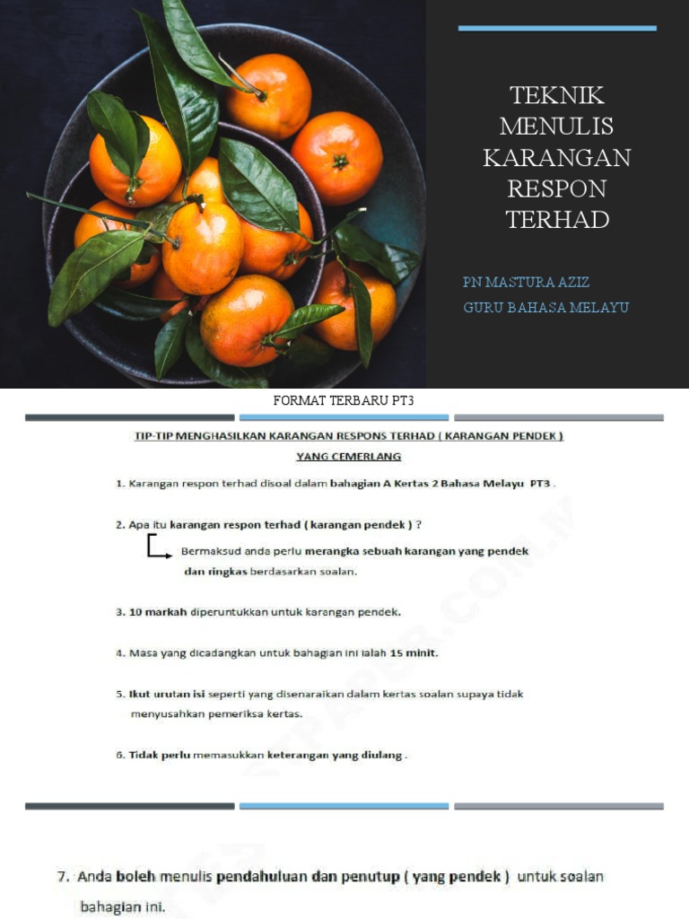 Teknik Menulis Karangan Respon Terhad | PDF