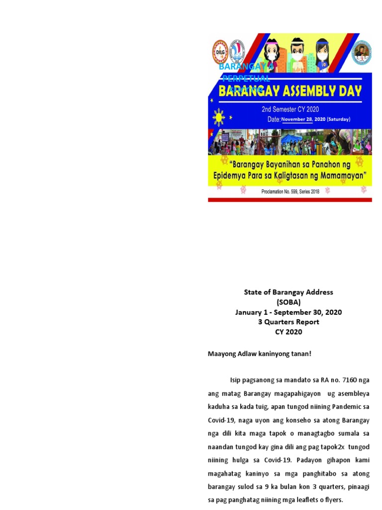 State of Barangay Address 2020 Final1 | PDF