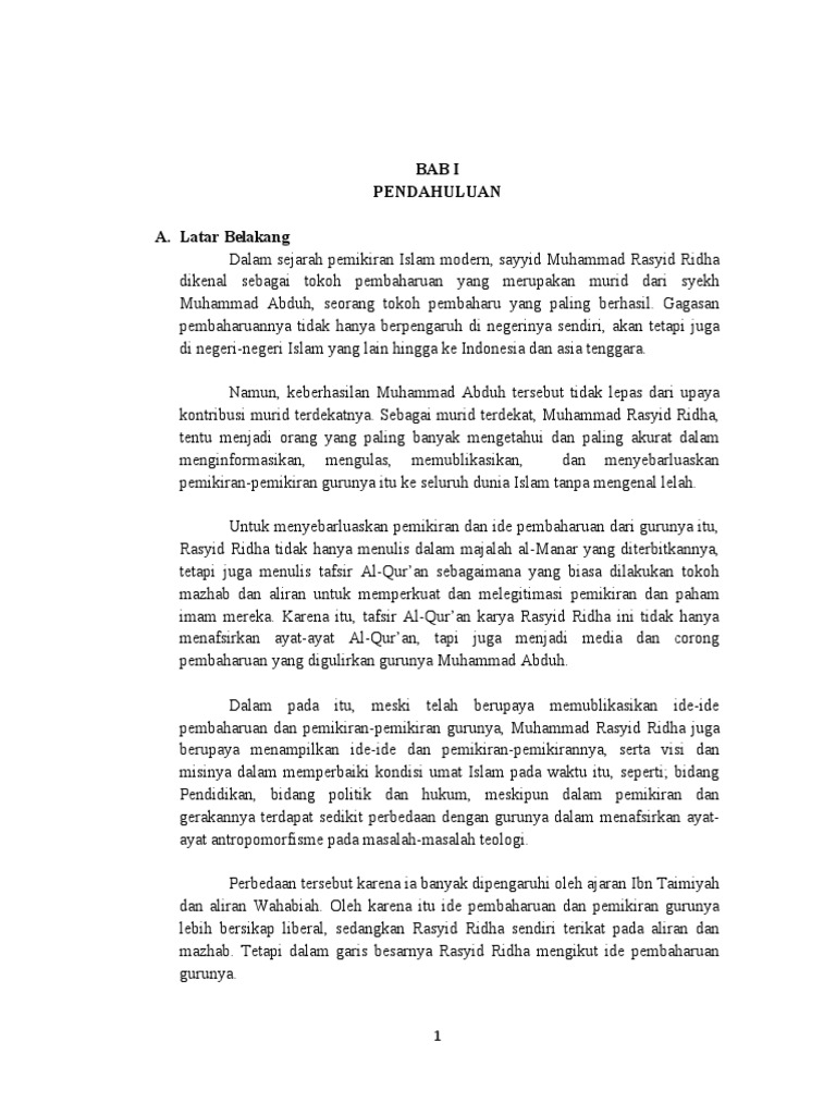 Makalah SKI KLP 3 (Gerakan Pembaharuan Rasyid Ridha) | PDF