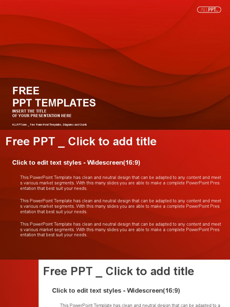Waves of Red PowerPoint Templates Widescreen | PDF