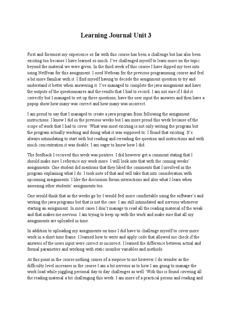 Learning Journal Unit 3 | PDF | Parameter (Computer Programming) | Communication