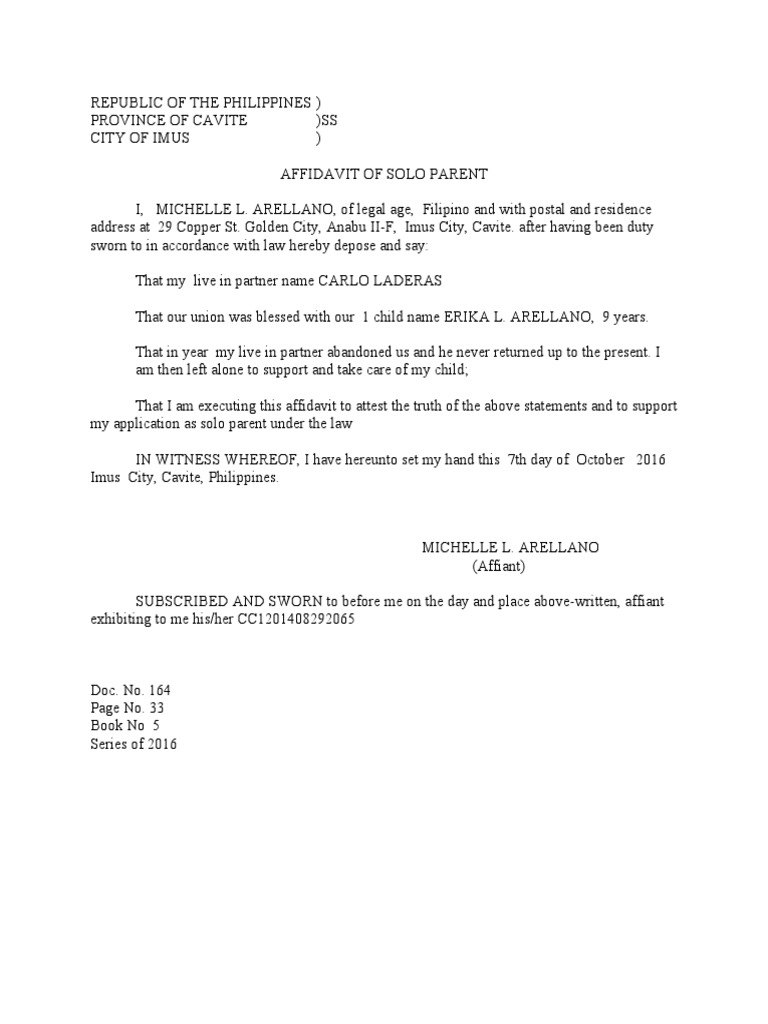 Affidavit of Solo Parent | PDF
