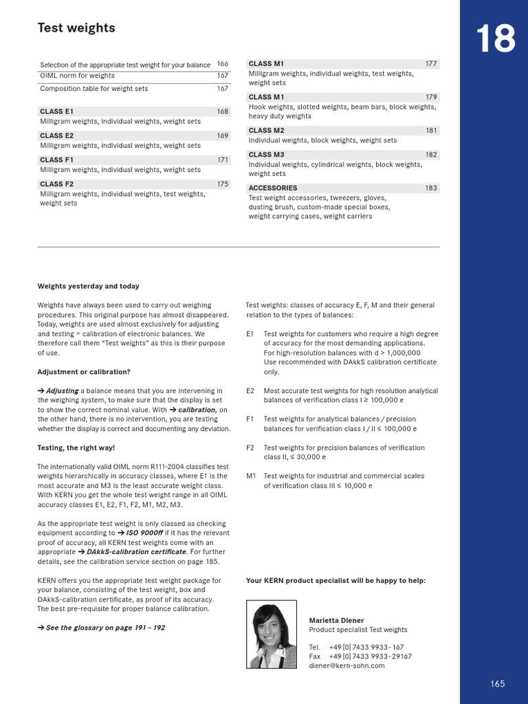 Test Weights: Class M1 | PDF | Weight | Accuracy And Precision