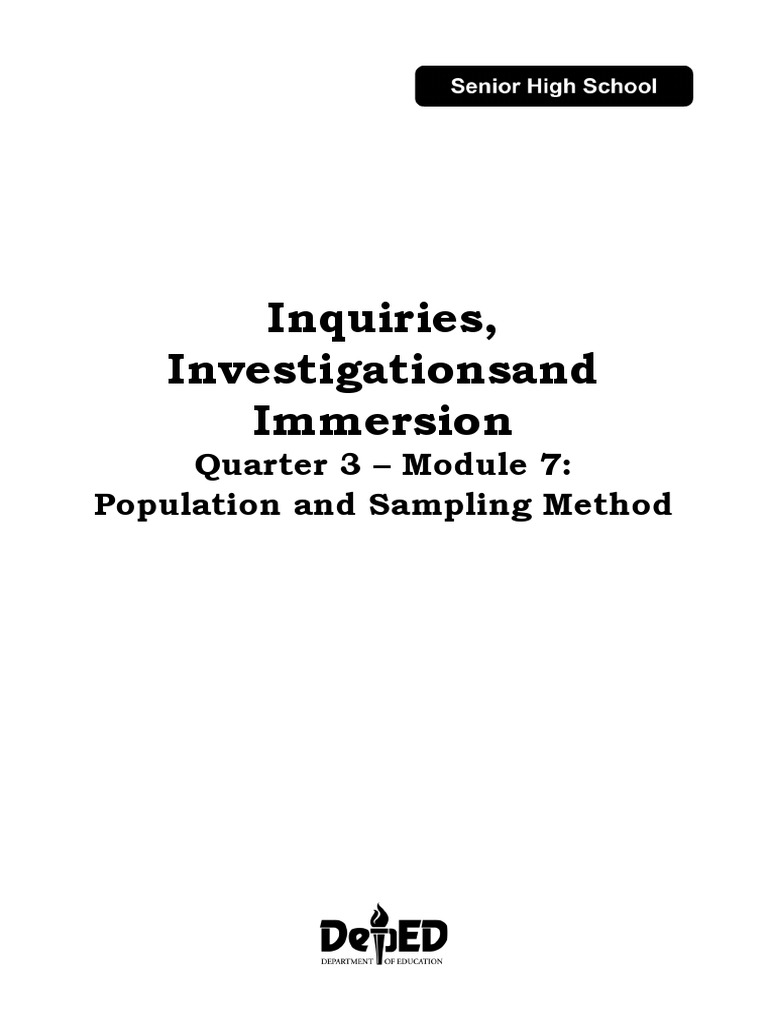 Inquiries, Investigationsand Immersion: Quarter 3 - Module 7 ...