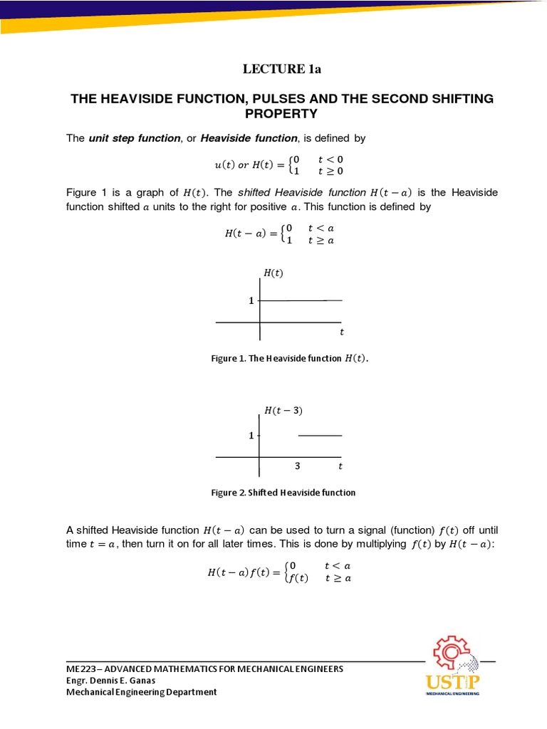 Lecture 1a - Heaviside Function, Pulses and 2nd Shifting Property | PDF ...