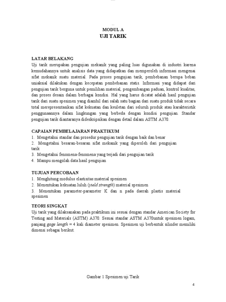 Modul Uji Tarik | PDF