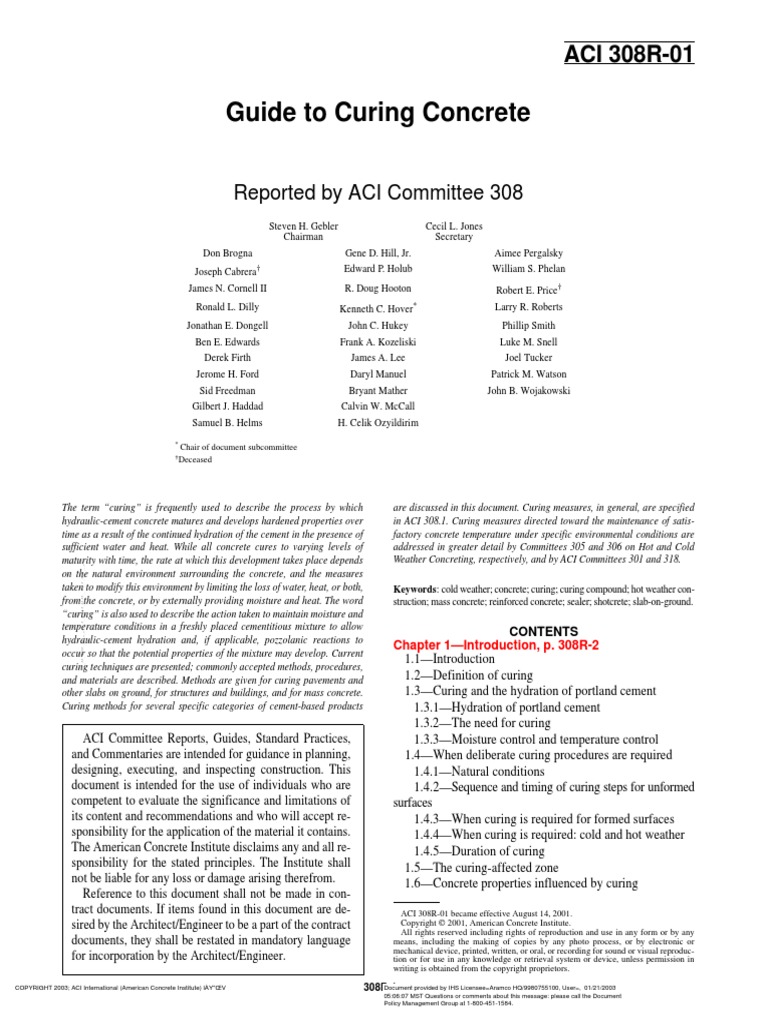 Aci 308 R-01 | PDF | Concrete | Porosity