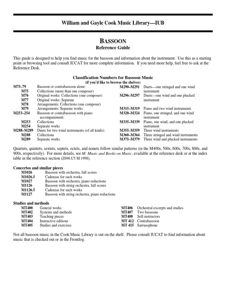 William and Gayle Cook Music Library-IUB: Reference Guide | PDF ...