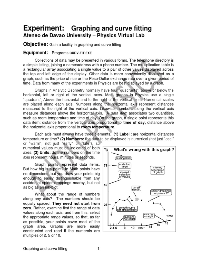 Experiment Graphing And Curve Fitting Pdf Cartesian Coordinate System Distance 