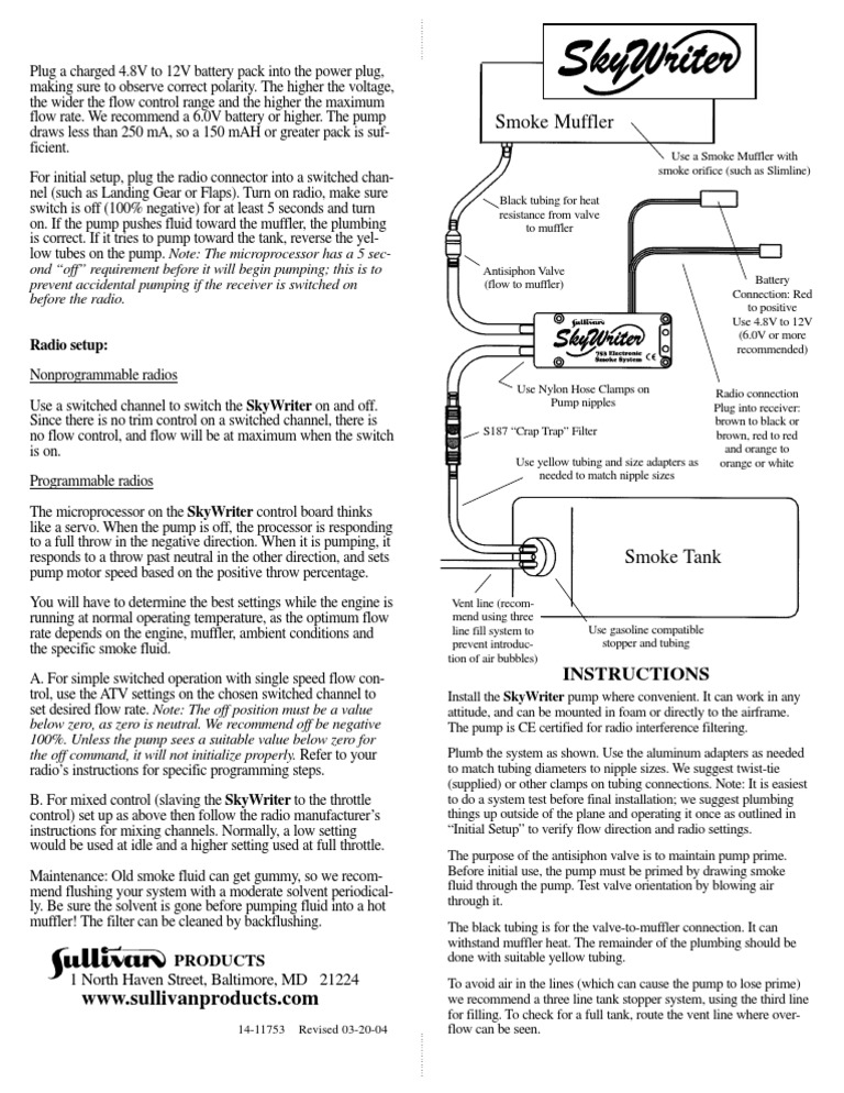 Sullivan SkyWriter Smoke Pump Setup | PDF | Pump | Switch