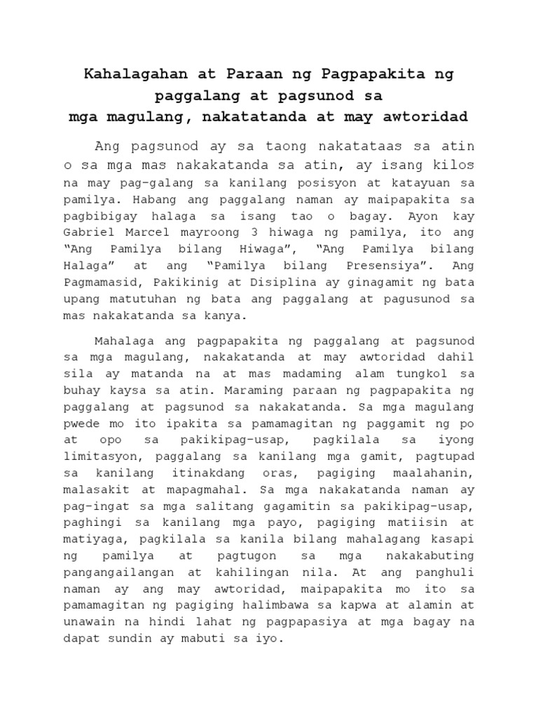 Kahalagahan at Paraan NG Pagpapakita NG Paggalang at Pagsunod Sa Mga ...