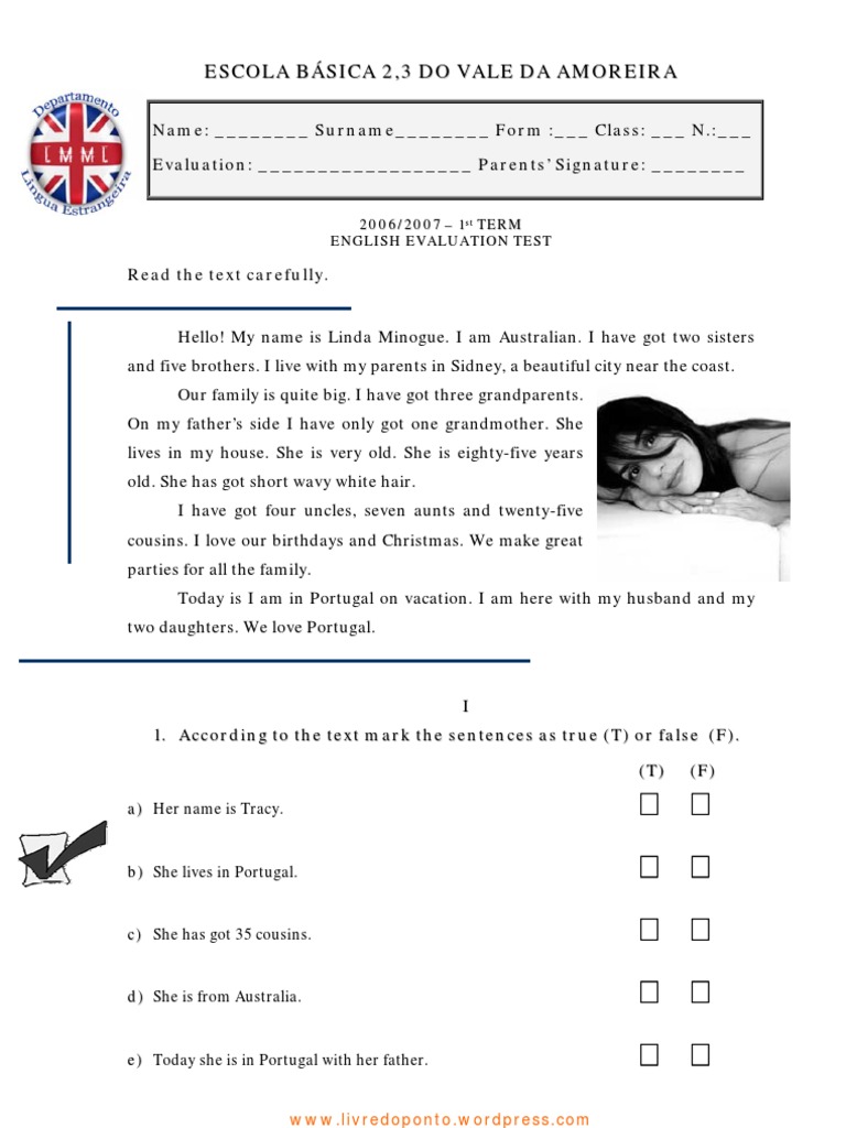 A1 Reading Comprehension: Family in English | PDF | Foreign Language ...