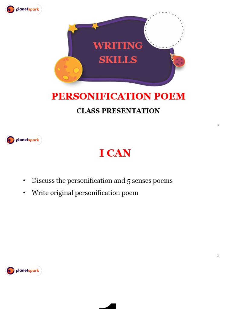 Class Presentation - Writing Skills - Personification Poem | PDF | Sky ...