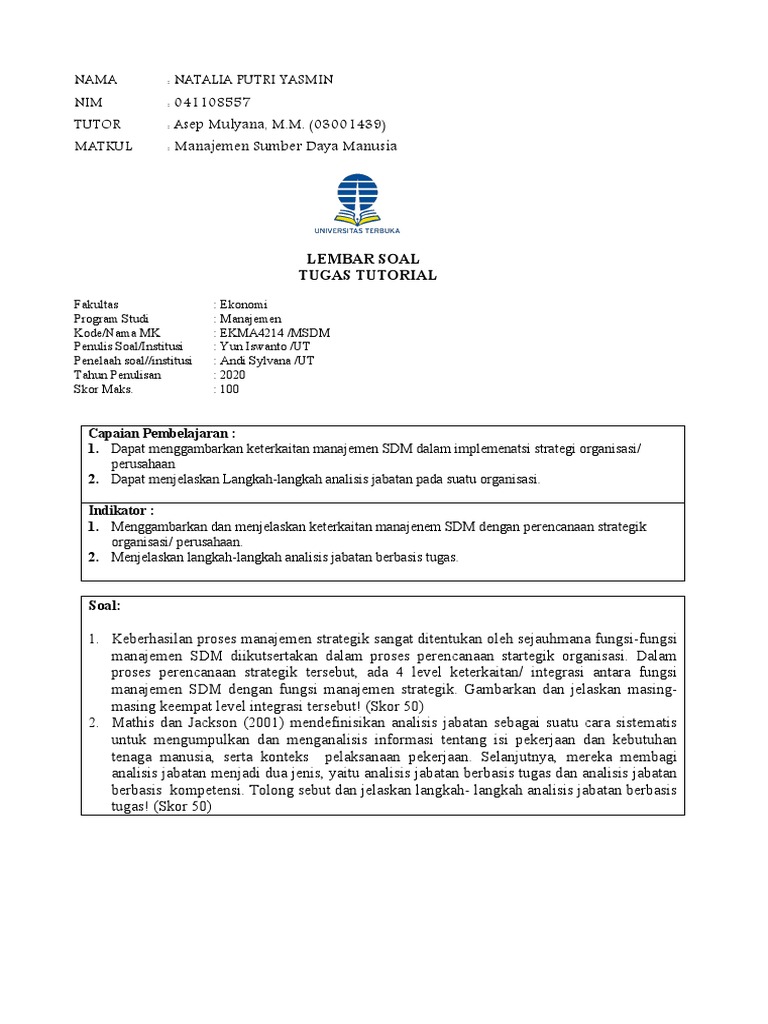 Tugas 1 Manajemen SDM | PDF