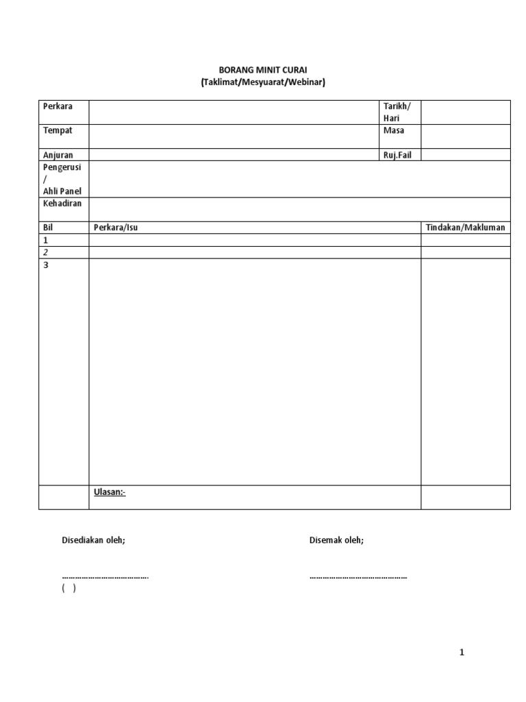 Minit Curai Kosong | PDF